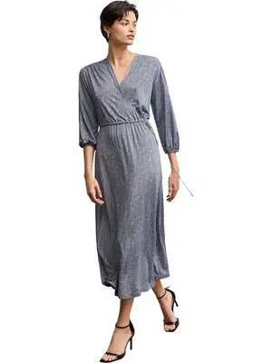 M.M.LAFLEUR Printed Jersey Wrap Dress - Blueprint Sketch