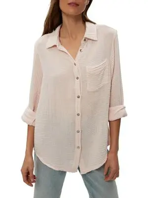 Michael Stars Michael Stars Ernie Cotton Gauze Button-up Shirt Lychee