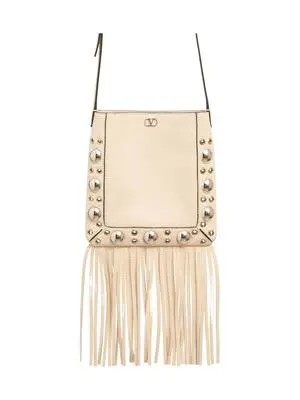 Valentino Garavani Small Nellcôte Fringe Stud Crossbody Bag - I16 Light Ivory