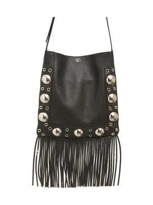 Valentino Garavani Medium Nellcôte Fringe Stud Crossbody Bag - Nero