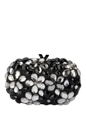 OLGA BERG Victoria Flower Embellished Clutch - Black