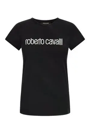 Roberto Cavalli Logo-embroidered T-shirt - Black
