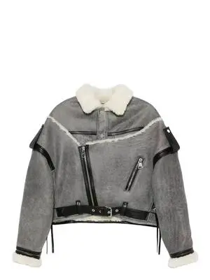 MANOKHI Shearling-collar Jacket - Grey