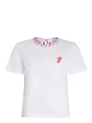 PATOU Contrasting-collar Organic Cotton T-shirt - White