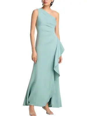 Aqua One-shoulder Ruffled Dress - Sage