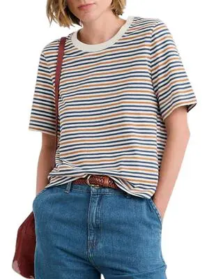 SEASALT CORNWALL Seasalt Cornwall Striped Organic Cotton T-Shirt Pellitras Basket Chalk