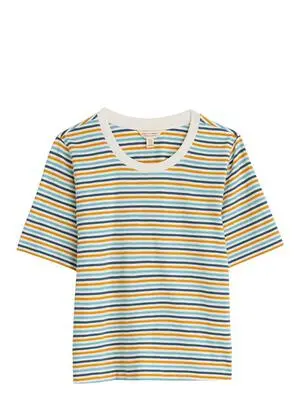 SEASALT CORNWALL Seasalt Cornwall Striped Organic Cotton T-Shirt Pellitras Tumeric