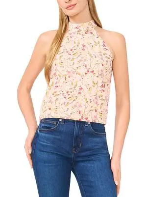 CECE DUPRAZ Floral Halter Neck Top - Sugar Peach