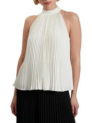 Ted Baker London Jamaya High Neck Sleeveless Pleated Top - Ivory