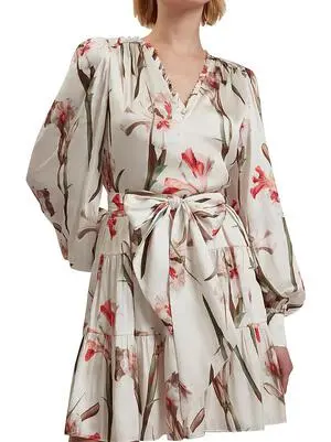 Ted Baker London Floral Tie Waist Mini Dress - Ivory