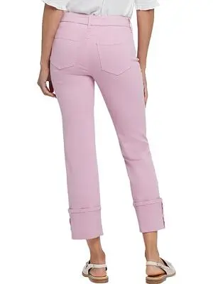 NYDJ Marilyn Cuffed Straight Leg Jeans - Pink Nectar