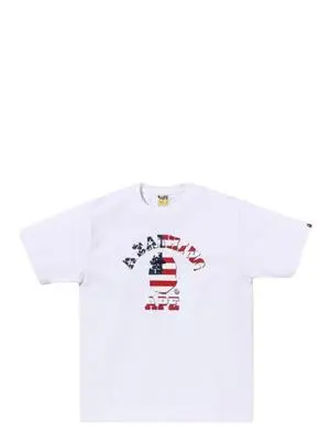 A BATHING APE Usa Flag College Tee Shirt - White