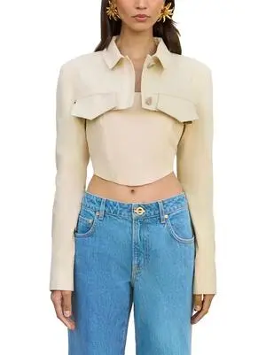 Cult Gaia Issa Cropped Jacket - Neutrals