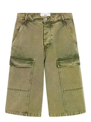 Ami Wide-leg Bermuda Shorts - Green