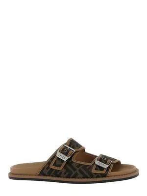 Fendi FF Jacquard Sandals Brown
