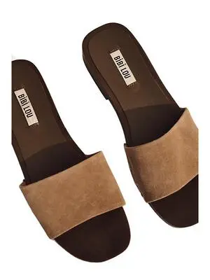 BIBI LOU Wood-bottom Slides - Taupe