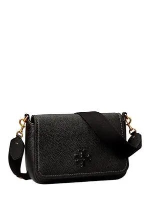Tory Burch Tory Burch Leather Flap Crossbody Black