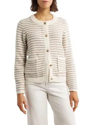 BEACHLUNCHLOUNGE Beachlunchlounge Piera Stripe Cardigan Khaki/ Ivory