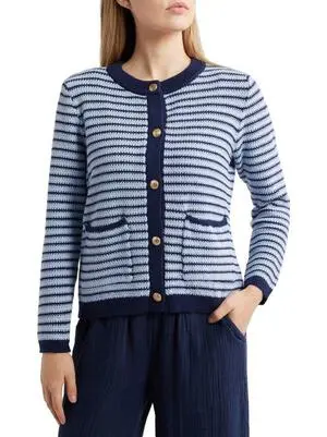 BEACHLUNCHLOUNGE Beachlunchlounge Piera Stripe Cardigan Navy/ Sky Blue