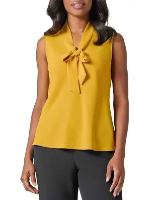 KASPER Sleeveless Tie-neck Top - Butterscotch