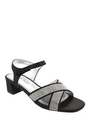 DAVID TATE Holiday Ankle Strap Sandal - Black Satin