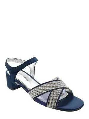 DAVID TATE Holiday Ankle Strap Sandal - Navy Satin