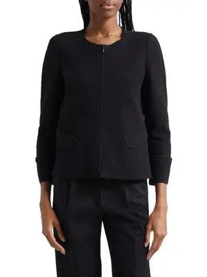 Emporio Armani Ottoman Stretch Cotton Short Jacket - Black
