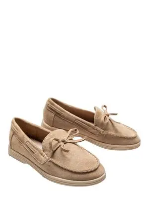 MOUSTACHE Suede Moccasin Loafers - Beige
