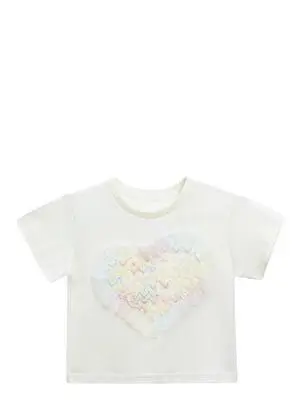 MIMI TUTU Rainbow Heart Applique T-shirt - Cream