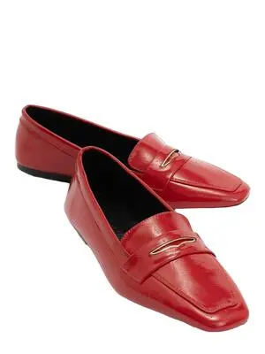 FOREVER & ALWAYS SHOES Iridessa Leather Flat Loafers - Red Patent Leather