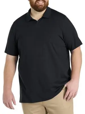 OAK HILL BY DXL Big & Tall 37.5® Technology Notched Performance Polo Shirt - Black