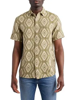 Pendleton Gateway Print Short Sleeve Cotton Button-up Shirt - Cascadia Green