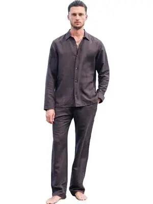 AUTO-REPLY™ Andrew Linen Blend Button-up Shirt - Granite