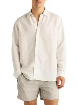 AUTO-REPLY™ Andrew Linen Blend Button-up Shirt - White