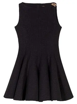 Maje Mini Flared Tweed Dress - Black