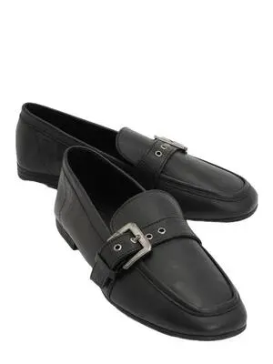 FOREVER & ALWAYS SHOES Jade Leather Loafers - Black Leather