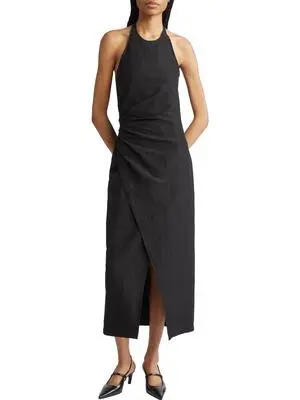 A.L.C. Sylvie Halter Neck Linen-blend Dress - Black
