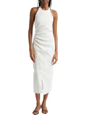 A.L.C. Sylvie Halter Neck Linen-blend Dress - White