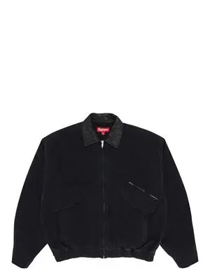 Supreme Leather Collar Utility Jacket - Black