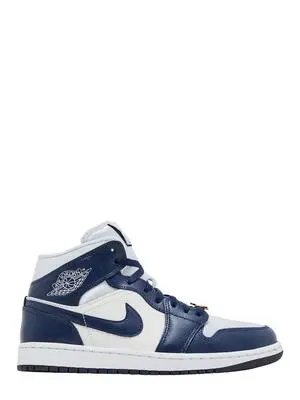 JORDAN 1 Mid 'midnight Navy Gold Charms' Sneakers - Blue
