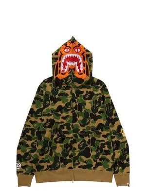 A BATHING APE Camo Tiger Full Zip Hoodie - Green