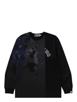 A BATHING APE Patch Work Print Long-sleeve Tee - Black