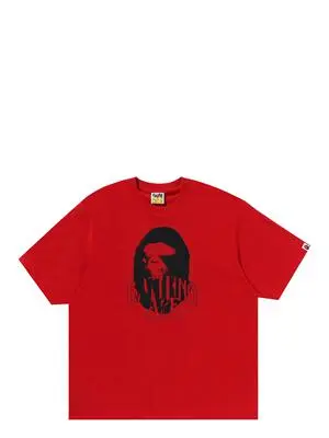 A BATHING APE Spray Print Logo Relaxed Fit Tee - Red