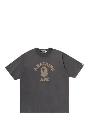 A BATHING APE Overdye College Relaxed Fit Tee 'charcoal - Black