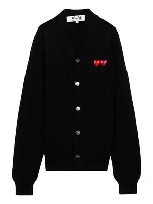 Play Comme Des Garcon Double Heart Cardigan - Black