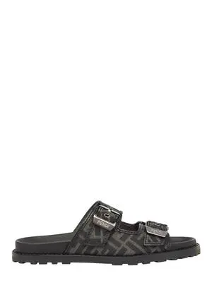 Fendi Feel Ff Jacquard Sandals - Black