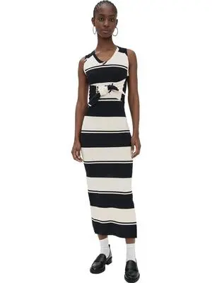 MSGM Striped Midi Dress - Black