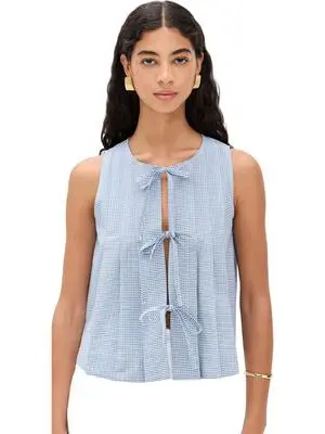 ALIGNE Tally Gingham Tie Top - Chec