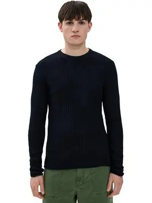 Billy Reid Mini Waffle Crew Sweater - Midnight