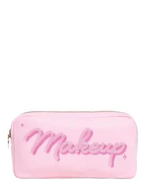 Stoney Clover Lane Embroidered Makeup Pouch - Flamingo